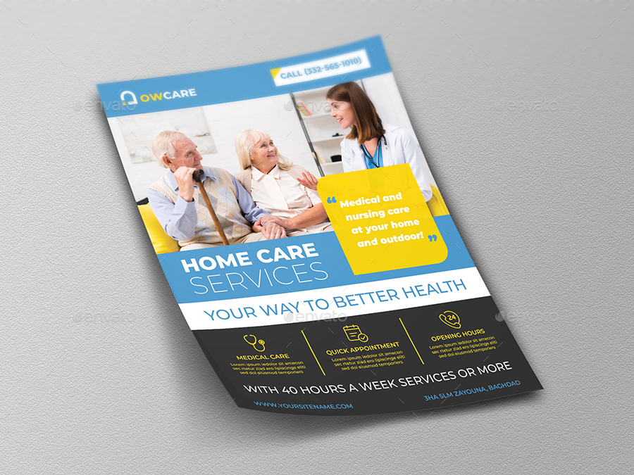 Home Care Services Flyer Template, Print Templates | GraphicRiver
