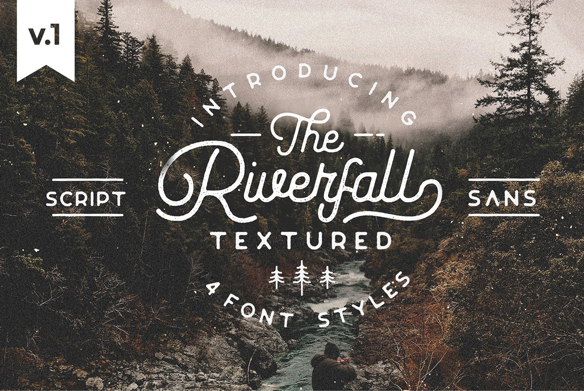 Riverfall Rounded Textured Typeface, Fonts | GraphicRiver