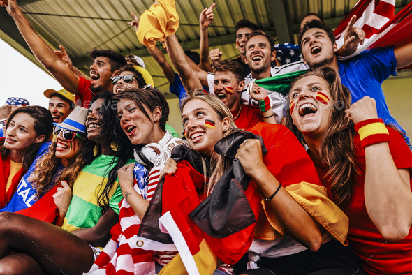 Supporters from Multiple Countries at Stadium All Together Stock Photo ...