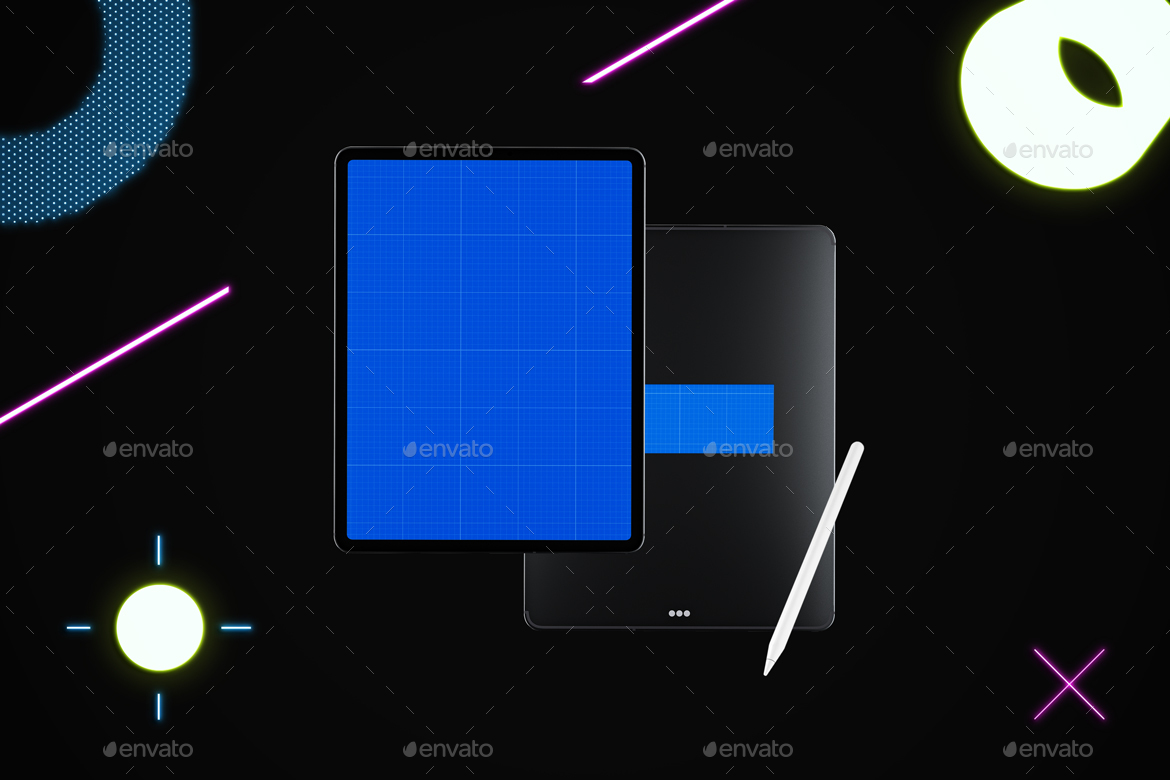 Neon Tablet Pro Mockup by QalebStudio | GraphicRiver
