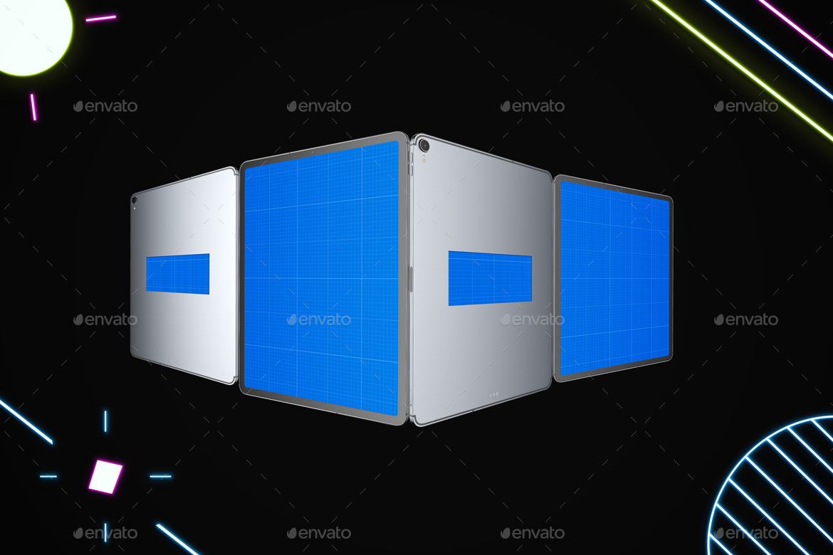 Neon Tablet Pro Mockup by QalebStudio | GraphicRiver