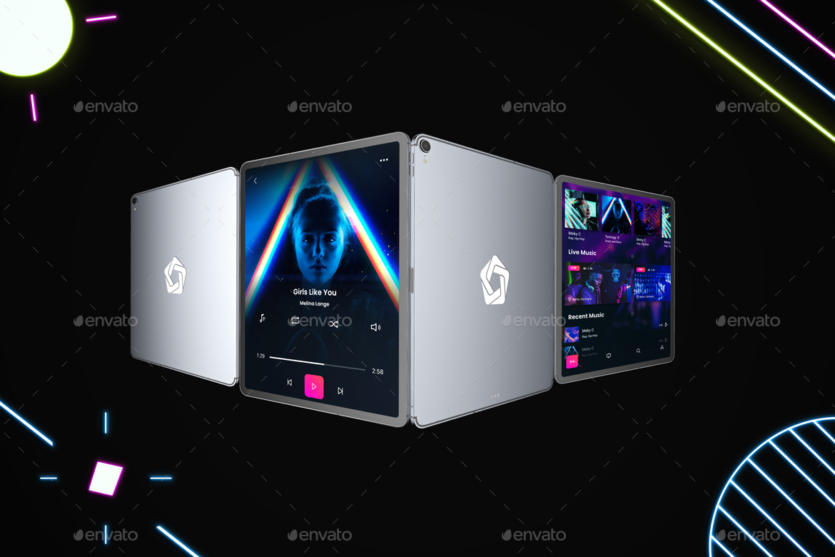 Neon Tablet Pro Mockup by QalebStudio | GraphicRiver