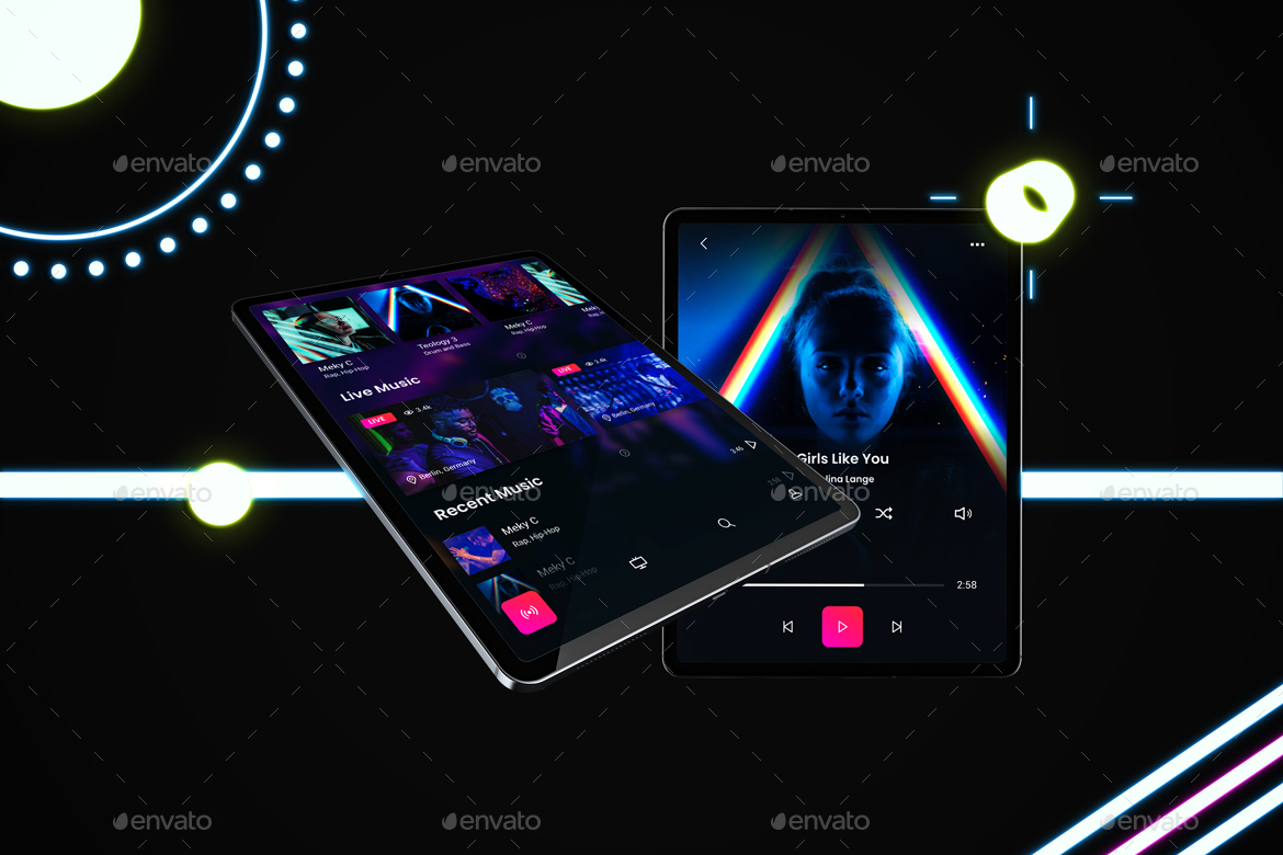 Neon Tablet Pro Mockup by QalebStudio | GraphicRiver