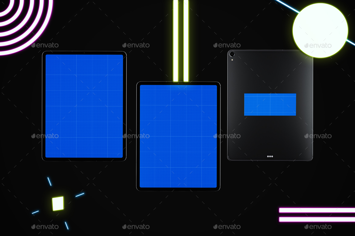 Neon Tablet Pro Mockup by QalebStudio | GraphicRiver