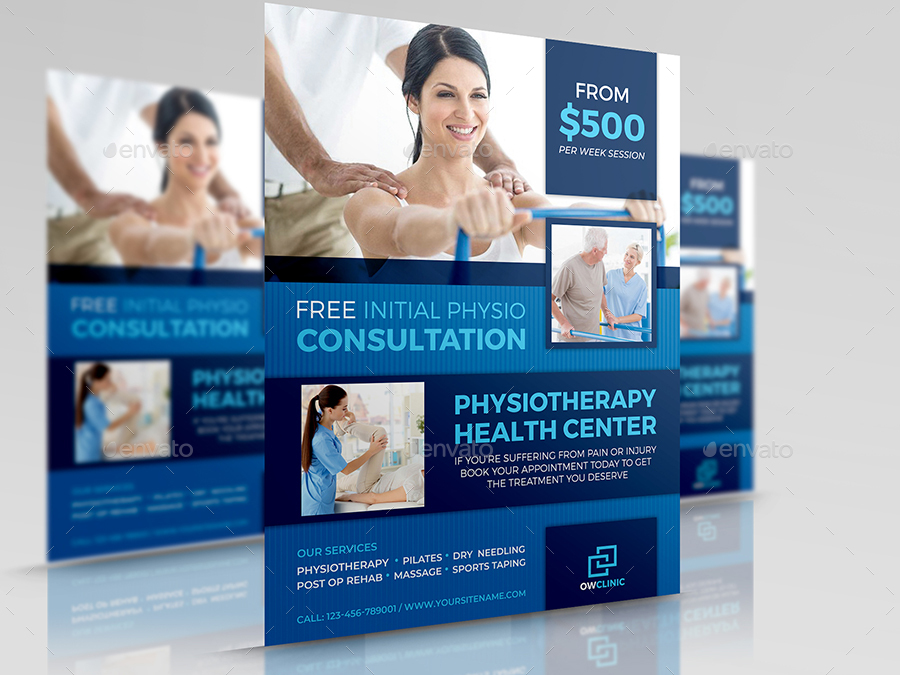 Physiotherapy Clinic Flyer Template, Print Templates | GraphicRiver