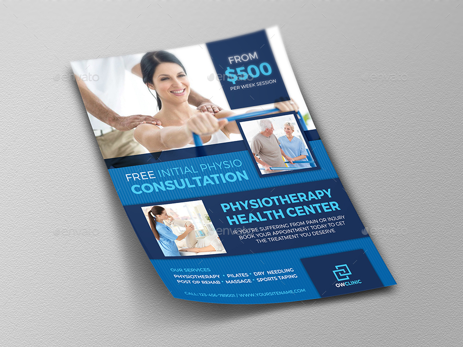 Physiotherapy Clinic Flyer Template, Print Templates | GraphicRiver