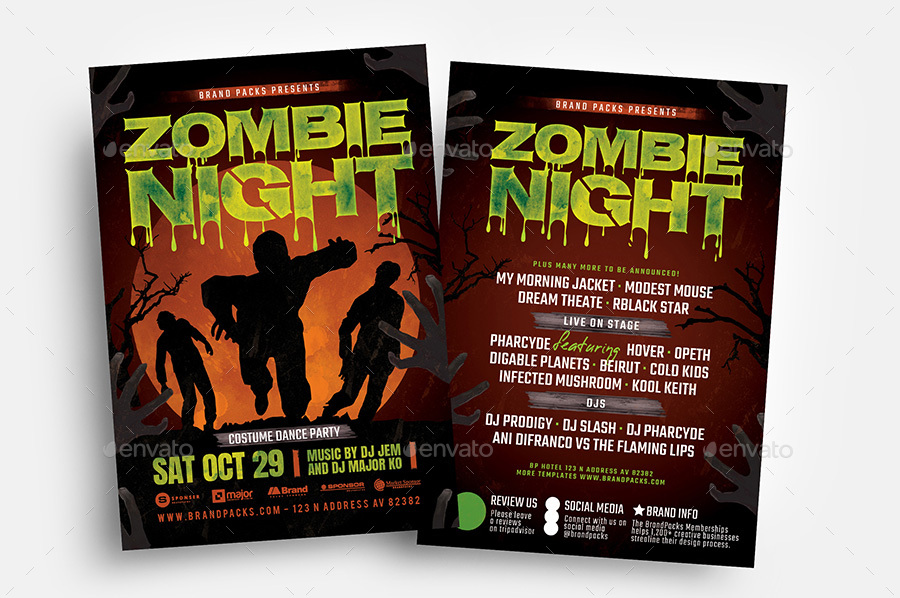 Zombie Night Halloween Flyer, Print Templates | GraphicRiver
