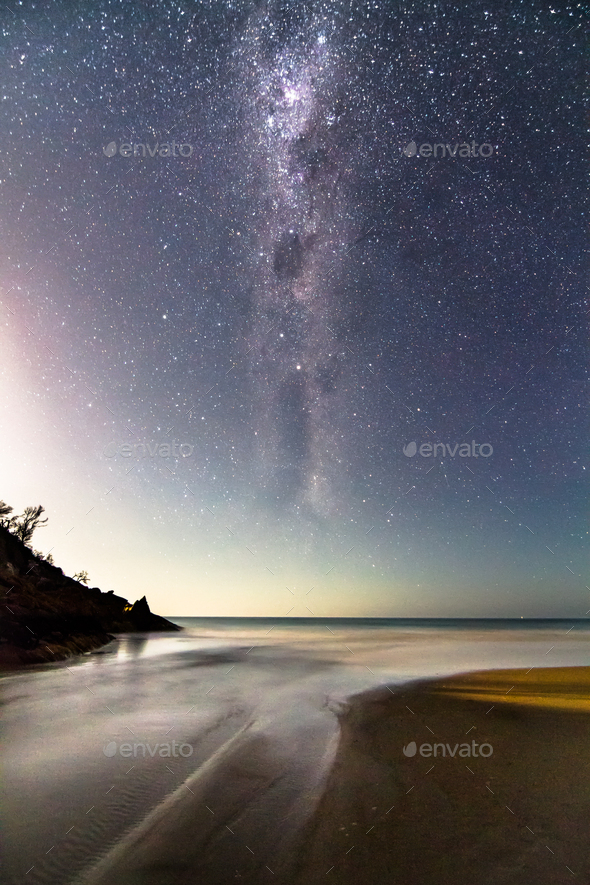 Milky Way and Endless Stars Over the Ocean in Australia Stock Photo by ...