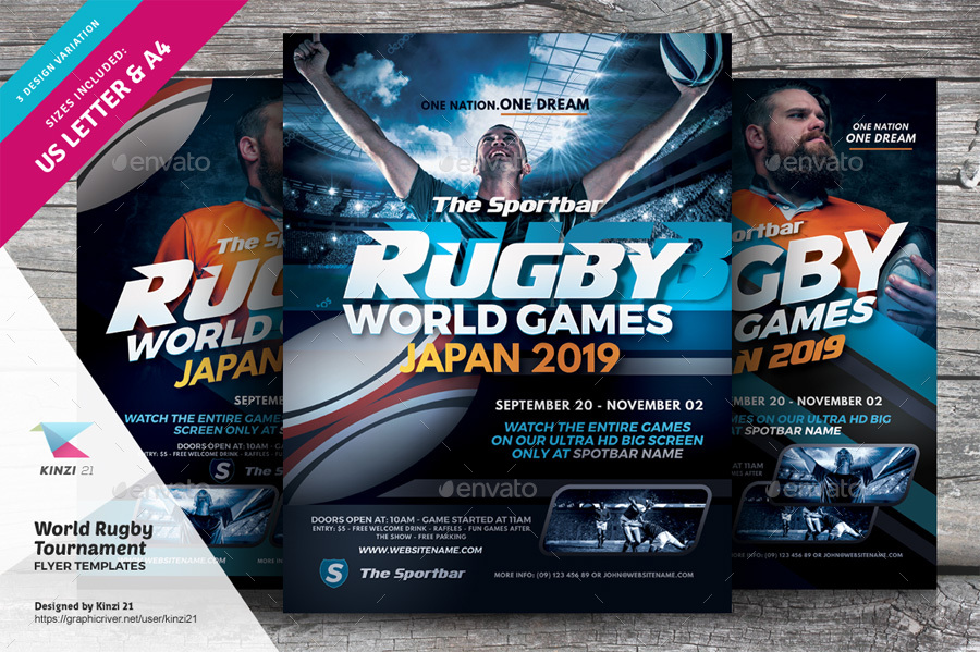 World Rugby Tournament Flyer Templates, Print Templates | GraphicRiver