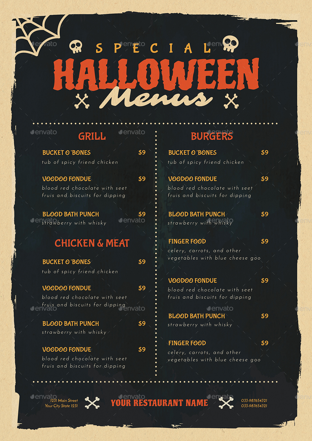 Special Halloween Dine Menus, Print Templates | GraphicRiver