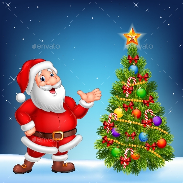 Santa Claus with Tree, Vectors | GraphicRiver
