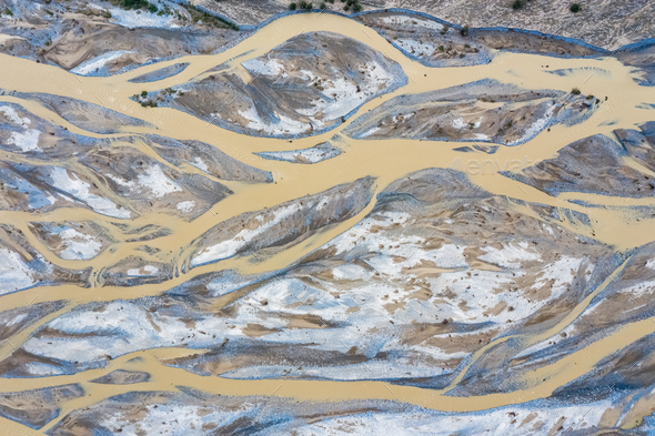 aerial view of kunlun river, riverbed texture background Stock Photo by ...