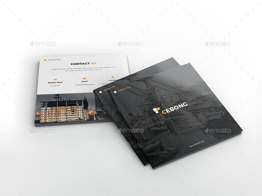Construction Square Brochure Template, Print Templates | GraphicRiver