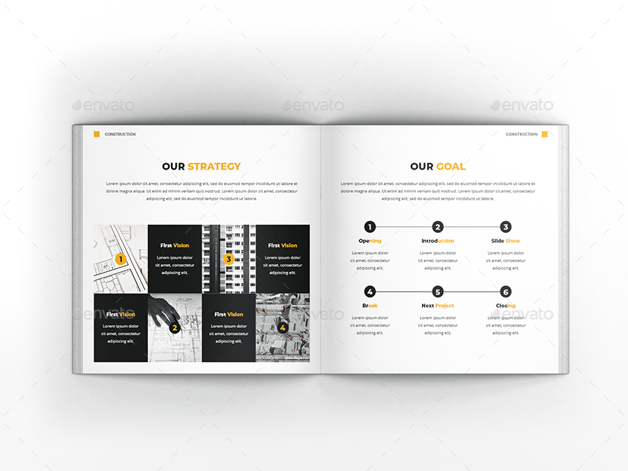 Construction Square Brochure Template, Print Templates | GraphicRiver