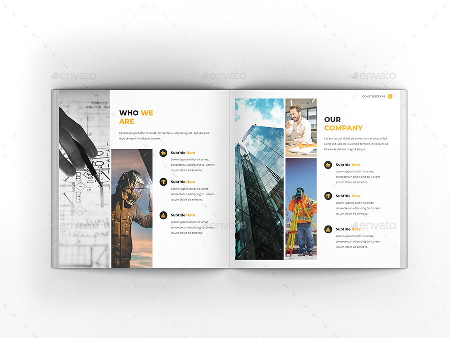 Construction Square Brochure Template, Print Templates | GraphicRiver
