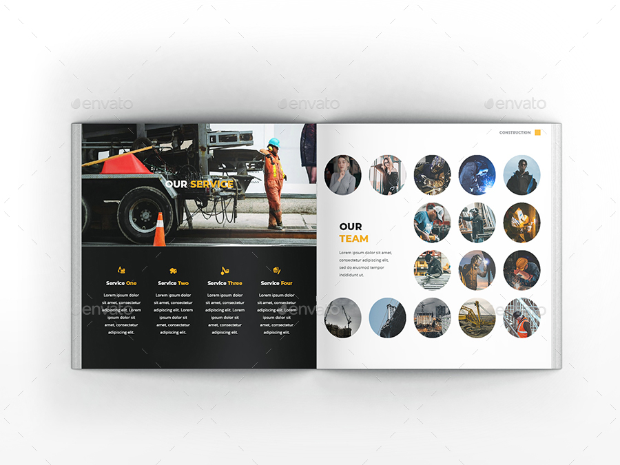 Construction Square Brochure Template, Print Templates | GraphicRiver