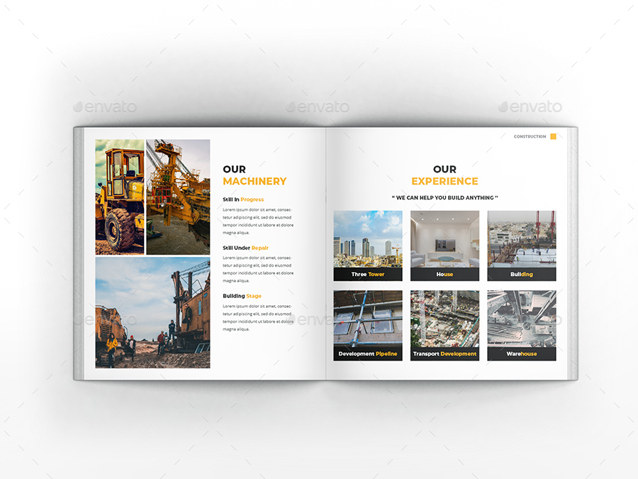 Construction Square Brochure Template, Print Templates | GraphicRiver