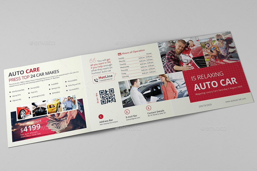Car Square Trifold Brochure, Print Templates | GraphicRiver