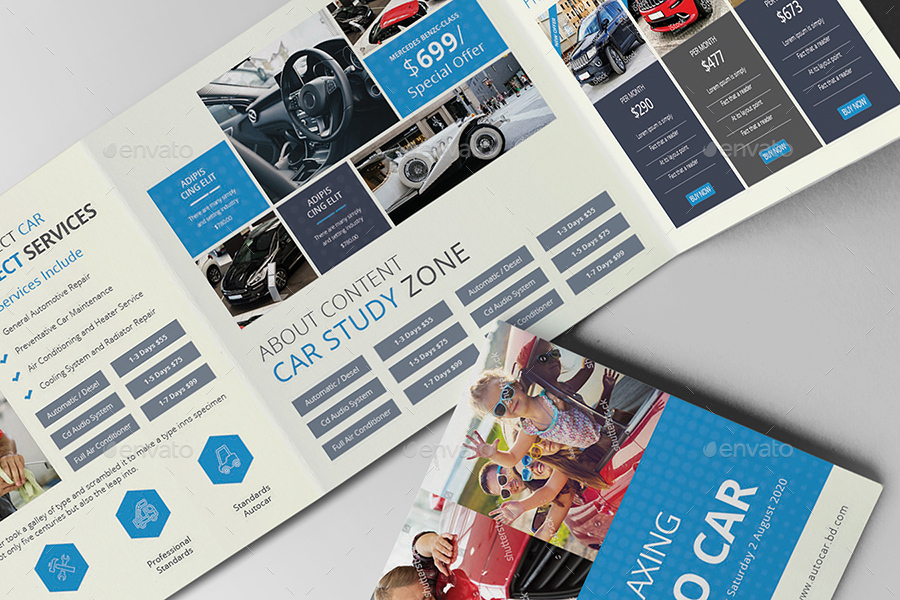 Car Square Trifold Brochure, Print Templates | GraphicRiver