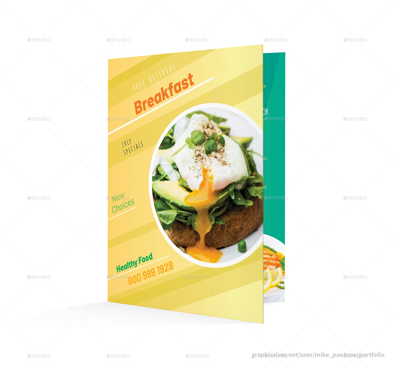 Healthy Breakfast Bifold / Halffold Menu, Print Templates | GraphicRiver