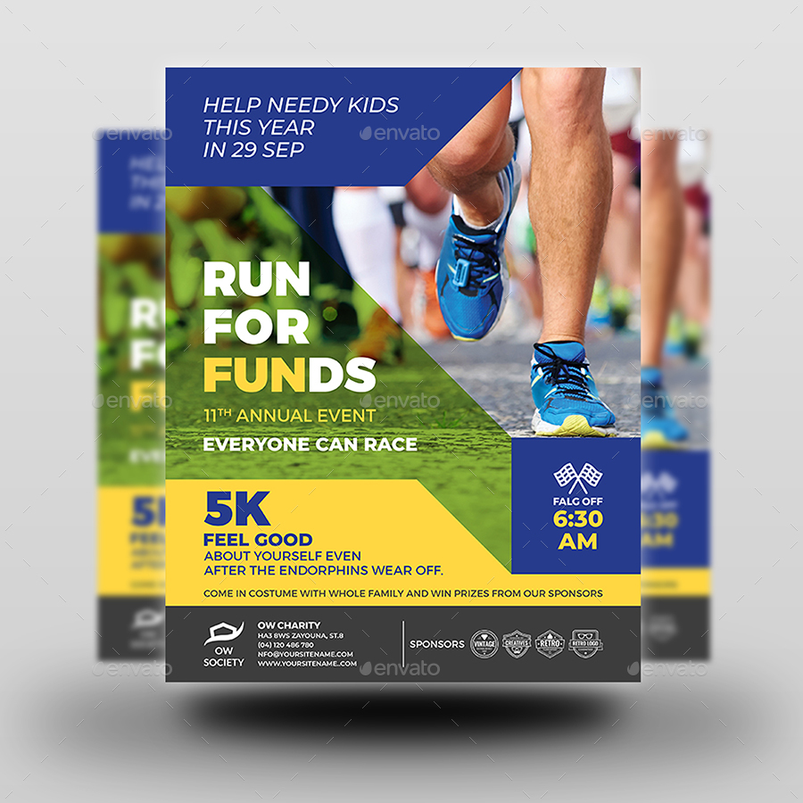 Charity Run Flyer Template, Print Templates | GraphicRiver