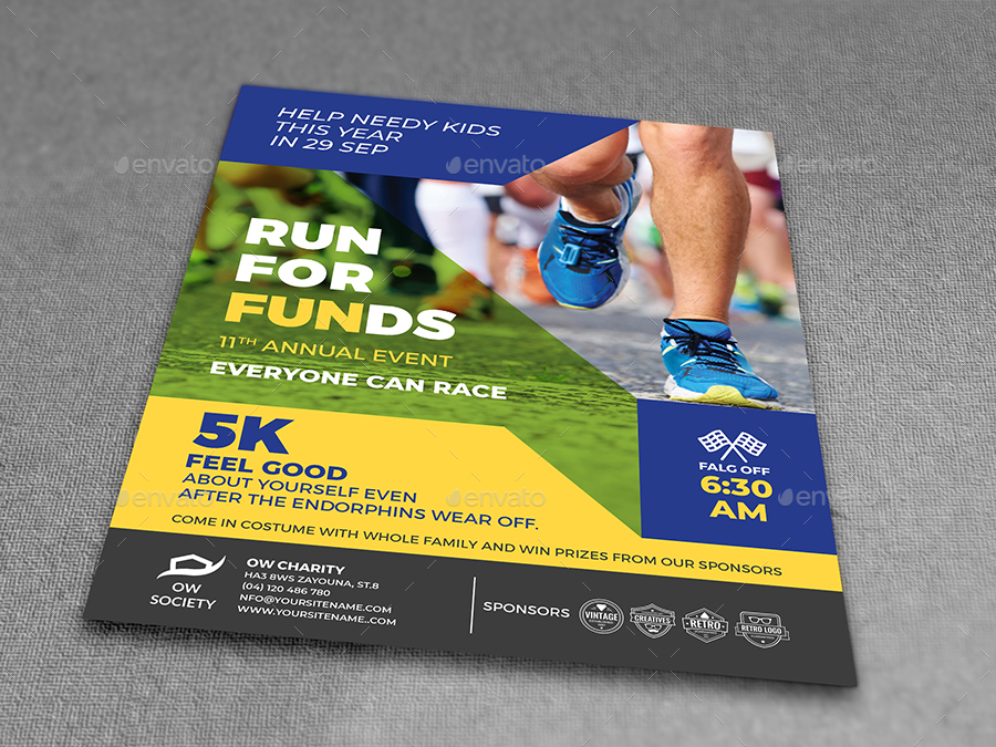 Charity Run Flyer Template, Print Templates | GraphicRiver