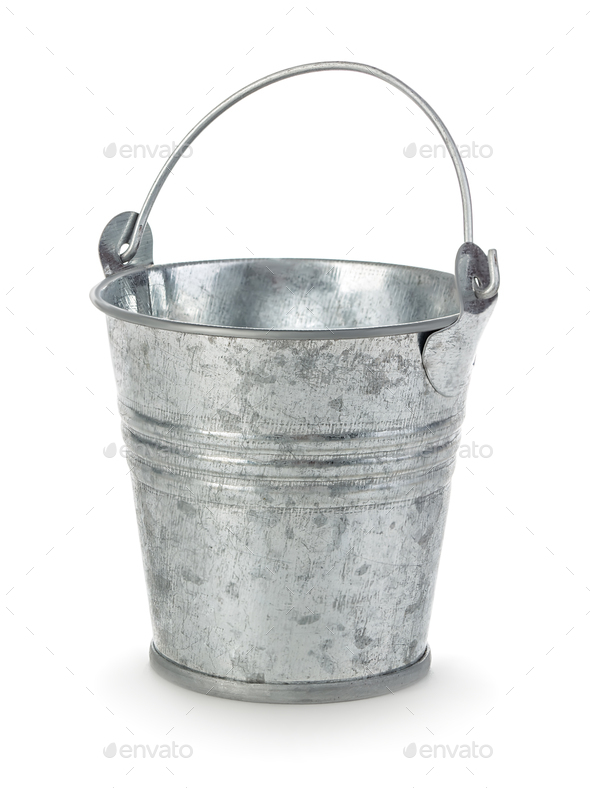 Iron bucket close-up isolated on a white background. Stock Photo by YVdavyd