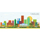 Taguig Philippines City Skyline with Color Buildings and Blue Sky, Vectors