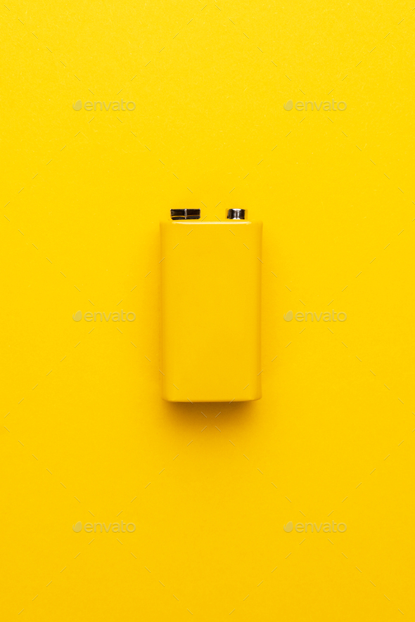 Yellow Nine-volt Battery Stock Photo by garloon | PhotoDune