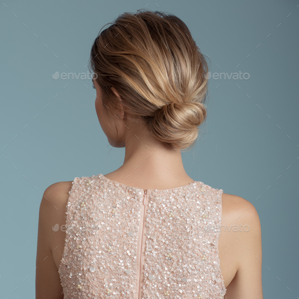 Portrait Of Blonde Woman. Hairstyle. Rear View. Stock Photo by ...