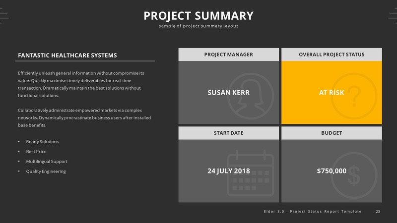 Elder 3.0 – A Project Status Report PowerPoint Template by aumlette