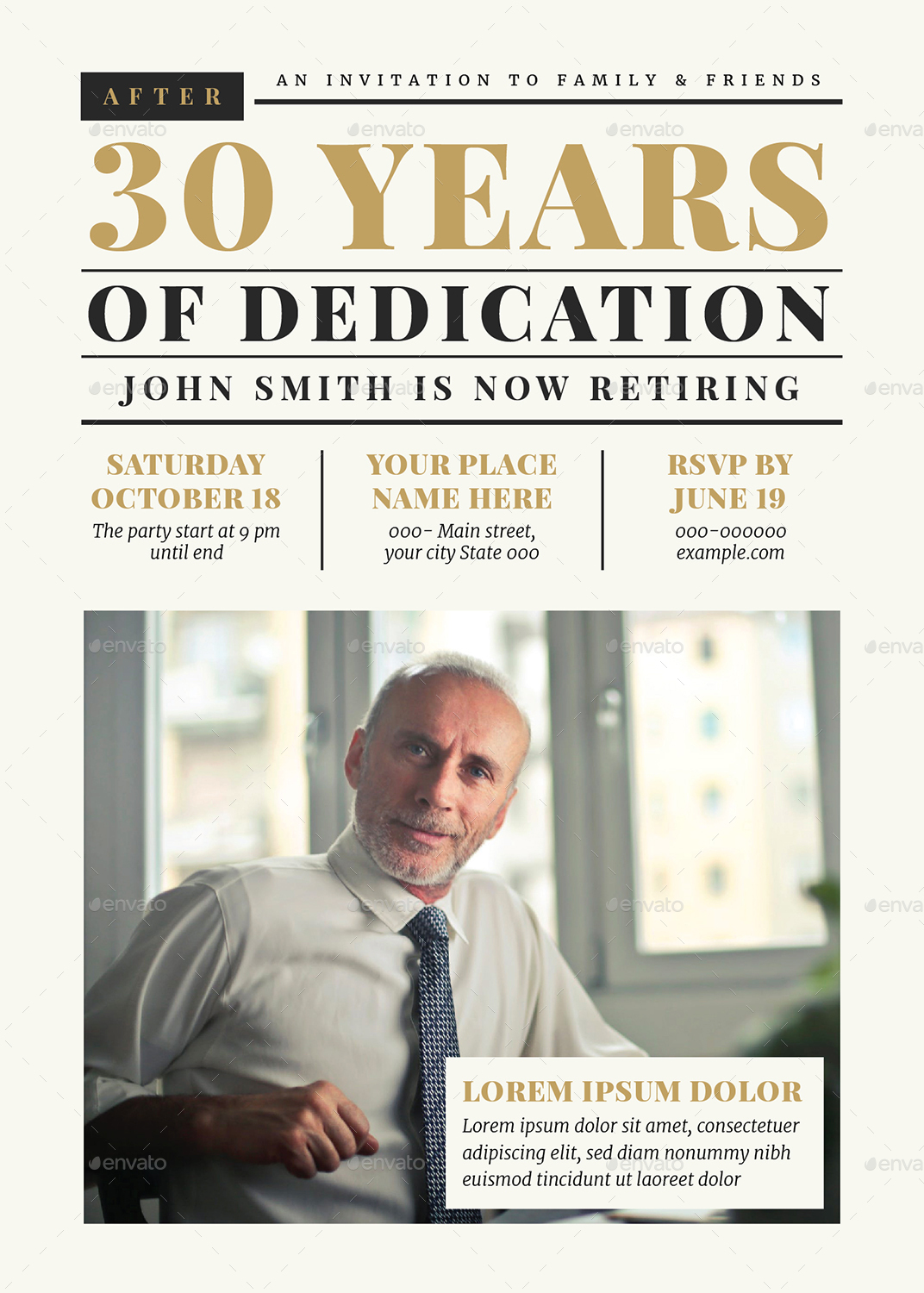 Newspaper Retirement Invitation, Print Templates | GraphicRiver