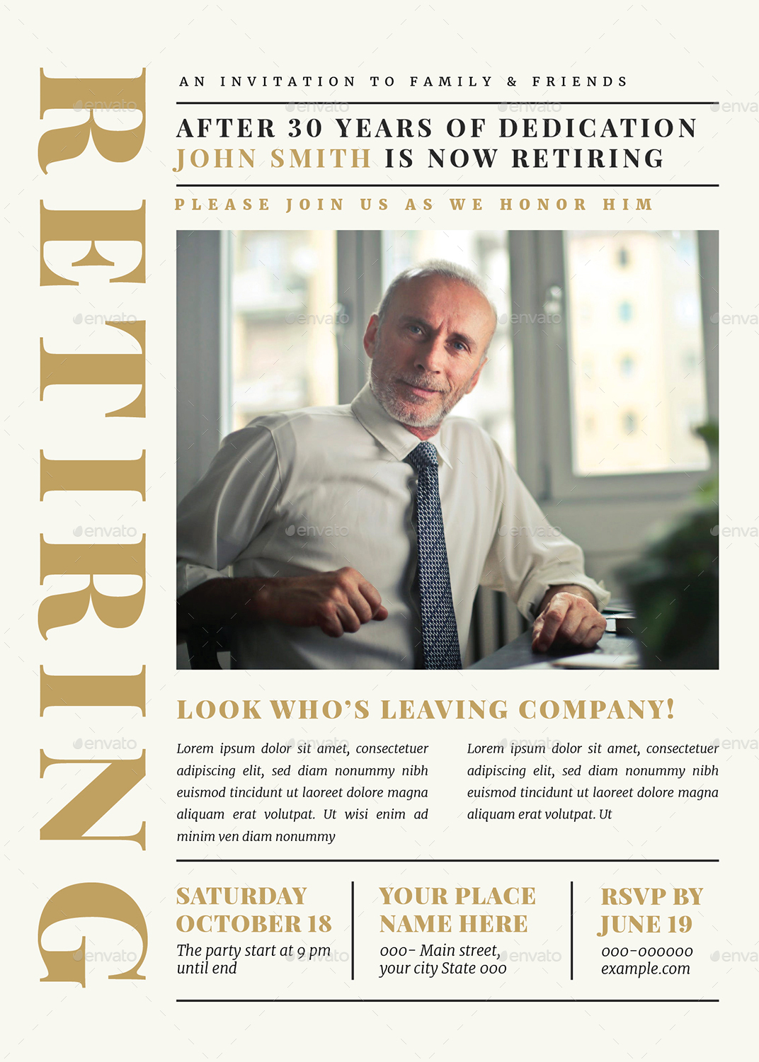 Newspaper Retirement Invitation, Print Templates | GraphicRiver