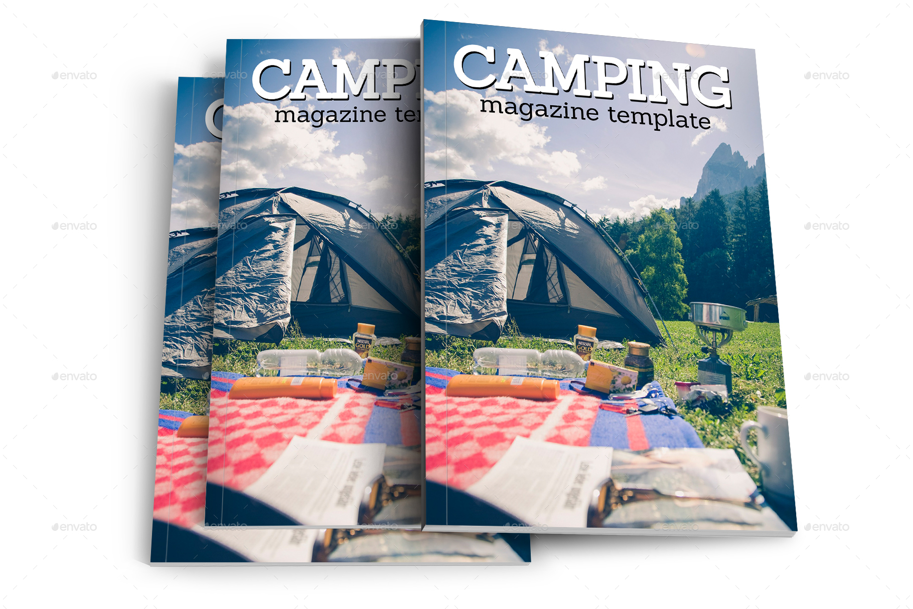 Camping Outdoors Magazine Indesign Template, Print Templates | GraphicRiver