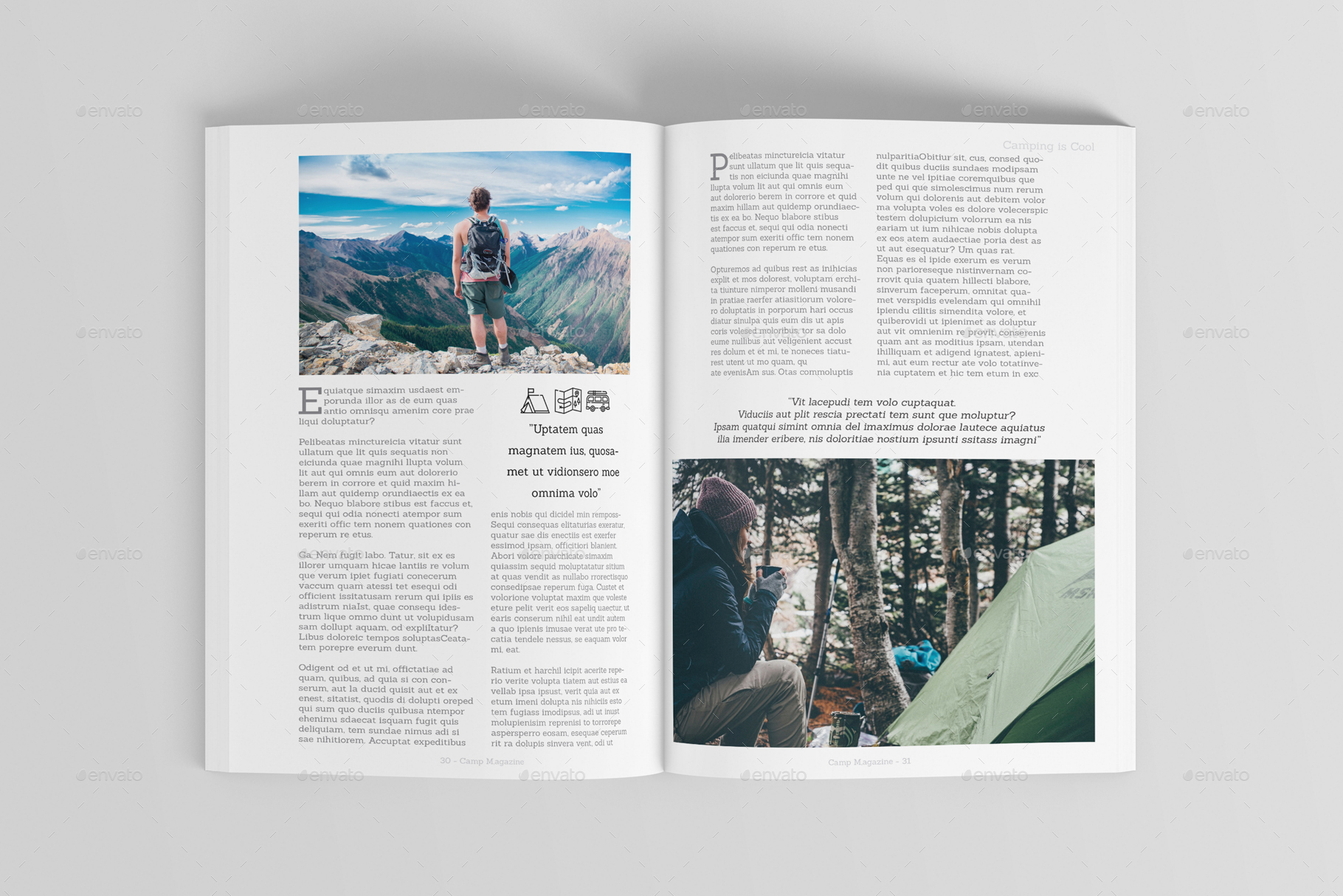 Camping Outdoors Magazine Indesign Template, Print Templates | GraphicRiver