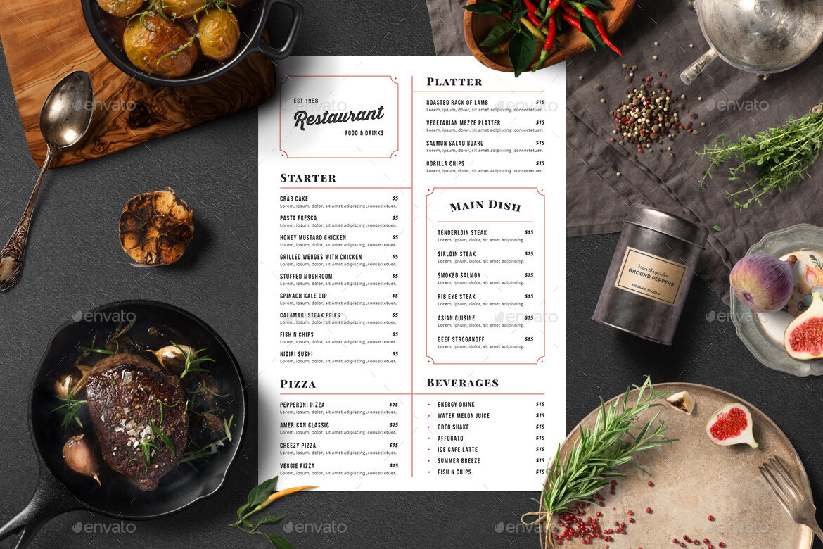 Classic Food Menu, Print Templates | GraphicRiver