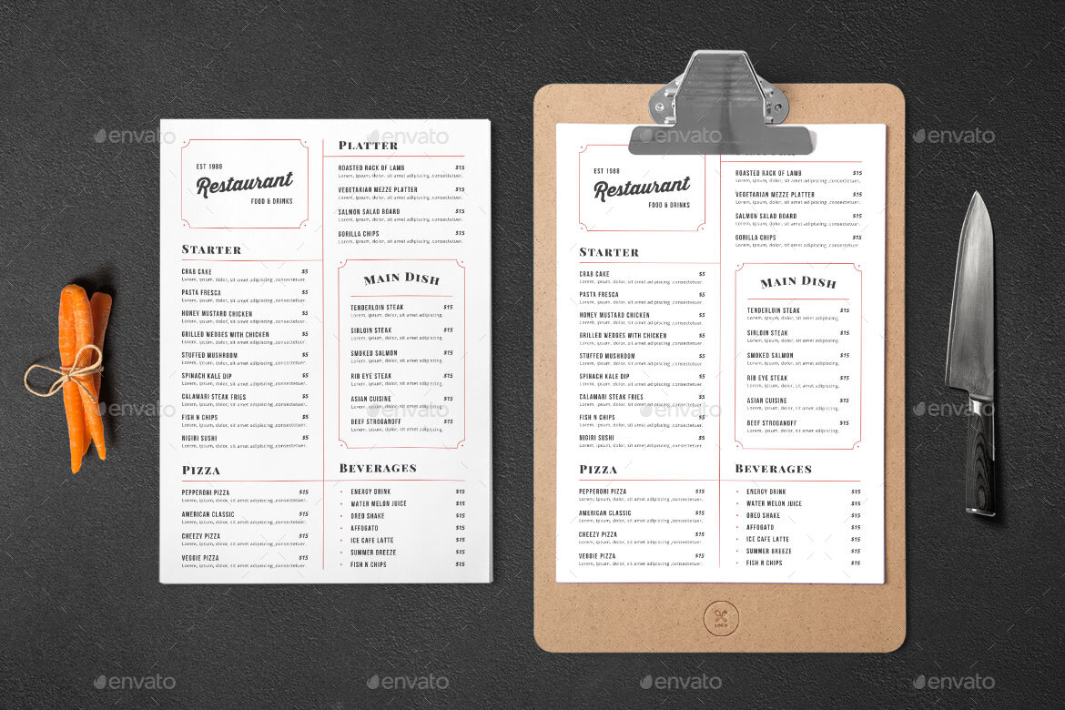 Classic Food Menu, Print Templates | GraphicRiver