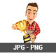3D Handyman Standing with Gold Trophy Cup, Graphics | GraphicRiver