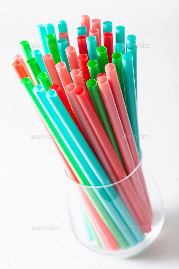 Single use plastic drinking straws Stock Photo by duskbabe | PhotoDune