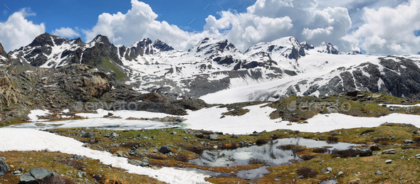Amazing Rutor glacier and glacier lagoons, Aosta Valley, Italy Stock ...