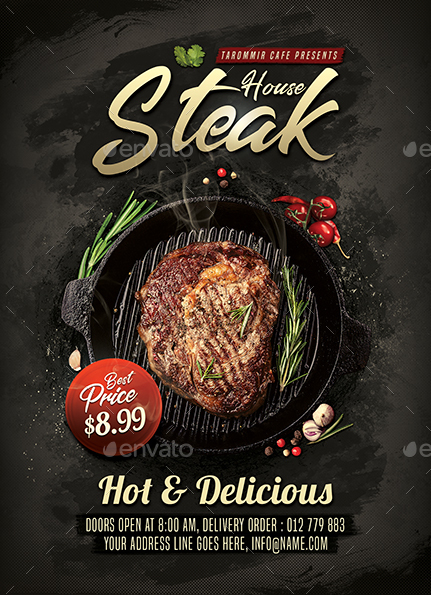 Steak House Flyer, Print Templates | GraphicRiver
