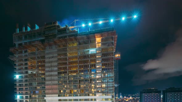 Illuminated Night Time Work, Stock Footage | VideoHive