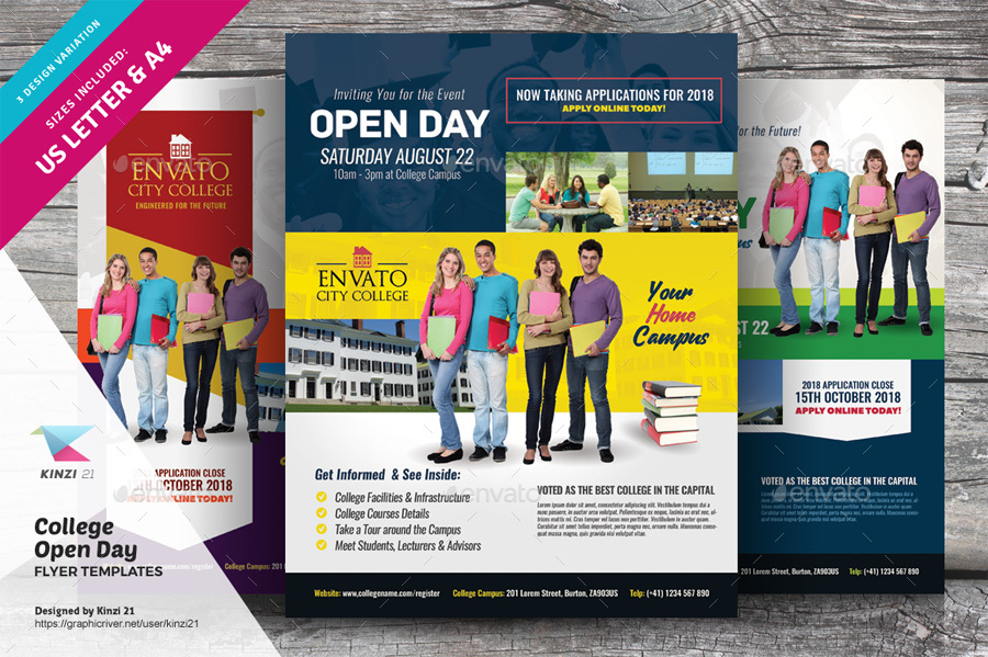 College Open Day Flyer Templates, Print Templates | GraphicRiver