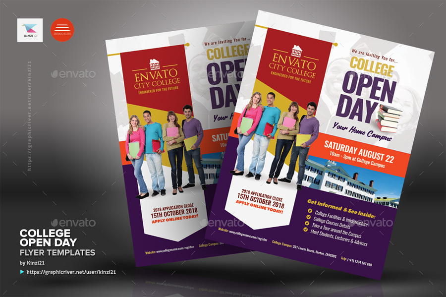 College Open Day Flyer Templates, Print Templates | GraphicRiver