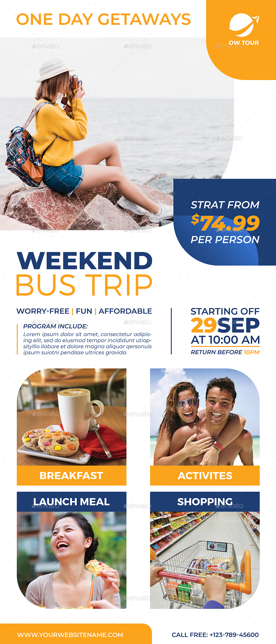 Bus Trip Signage Banner Roll Up Template, Print Templates | GraphicRiver