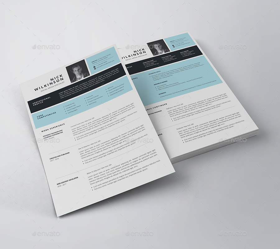 Professional Resume/CV (2 Page), Print Templates | GraphicRiver
