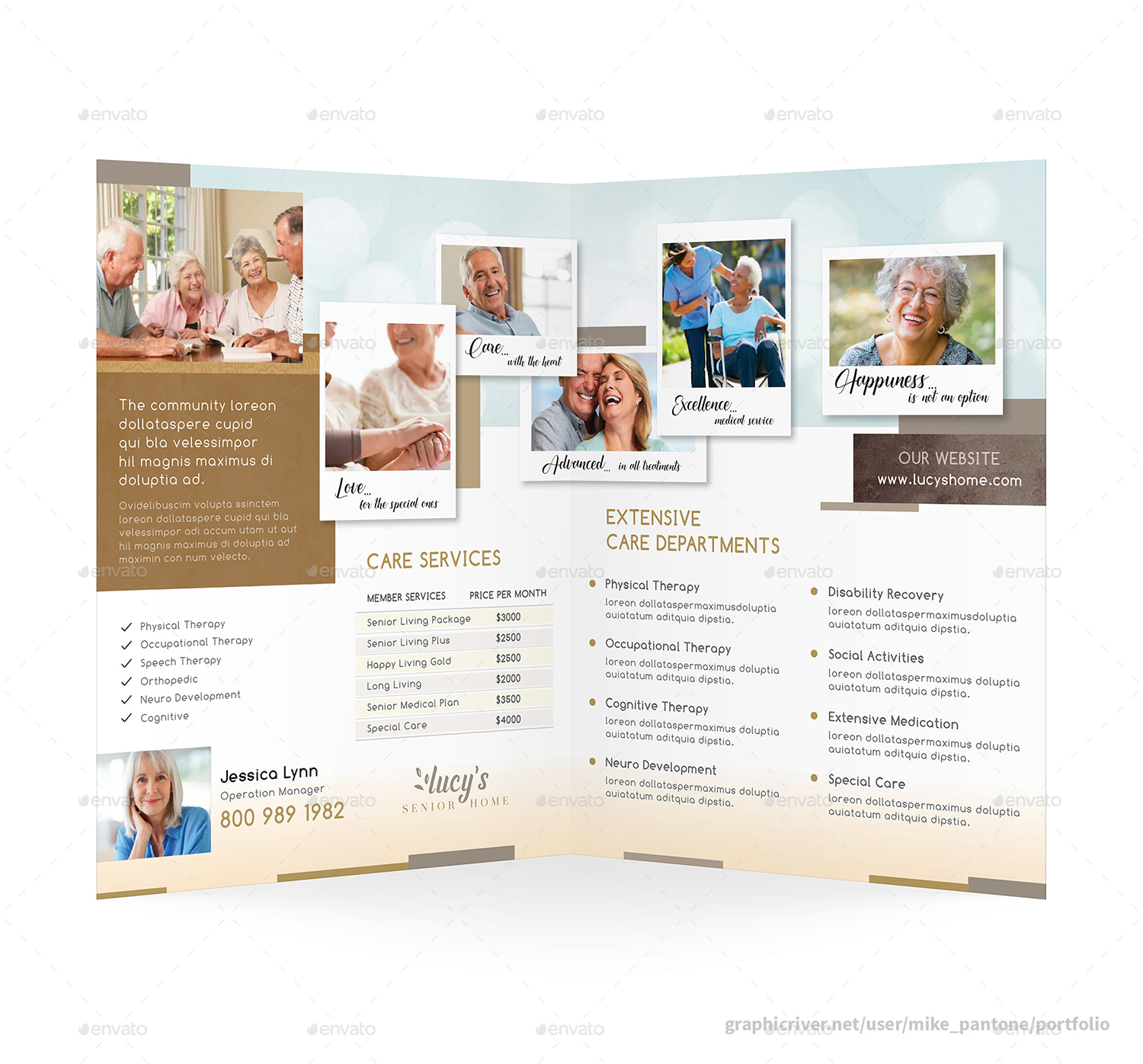 Nursing Home Bifold / Halffold Brochure 3, Print Templates | GraphicRiver