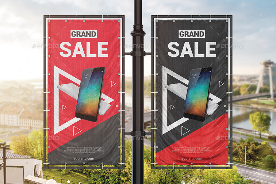 Vertical Outdoor Advertising Banner Mockup, Graphics | GraphicRiver