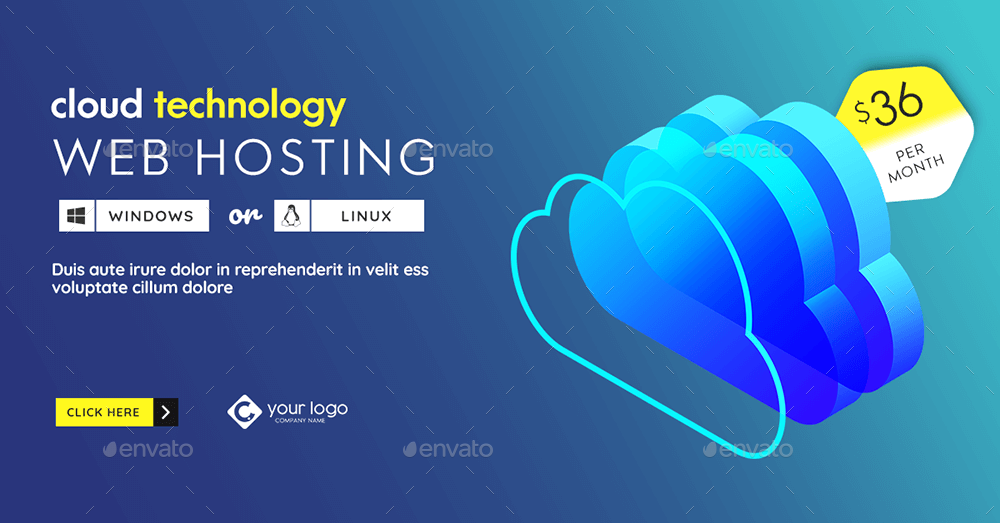 Hosting Banner Pack, Web Elements | GraphicRiver