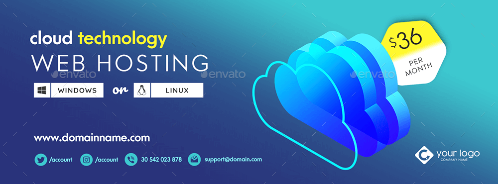 Hosting Banner Pack, Web Elements | GraphicRiver